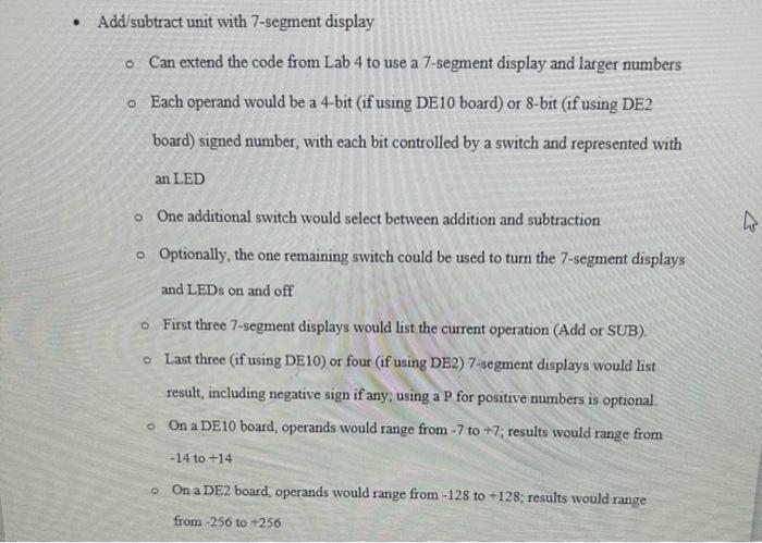 Create a code in quartus prime for an add/subtract | Chegg.com
