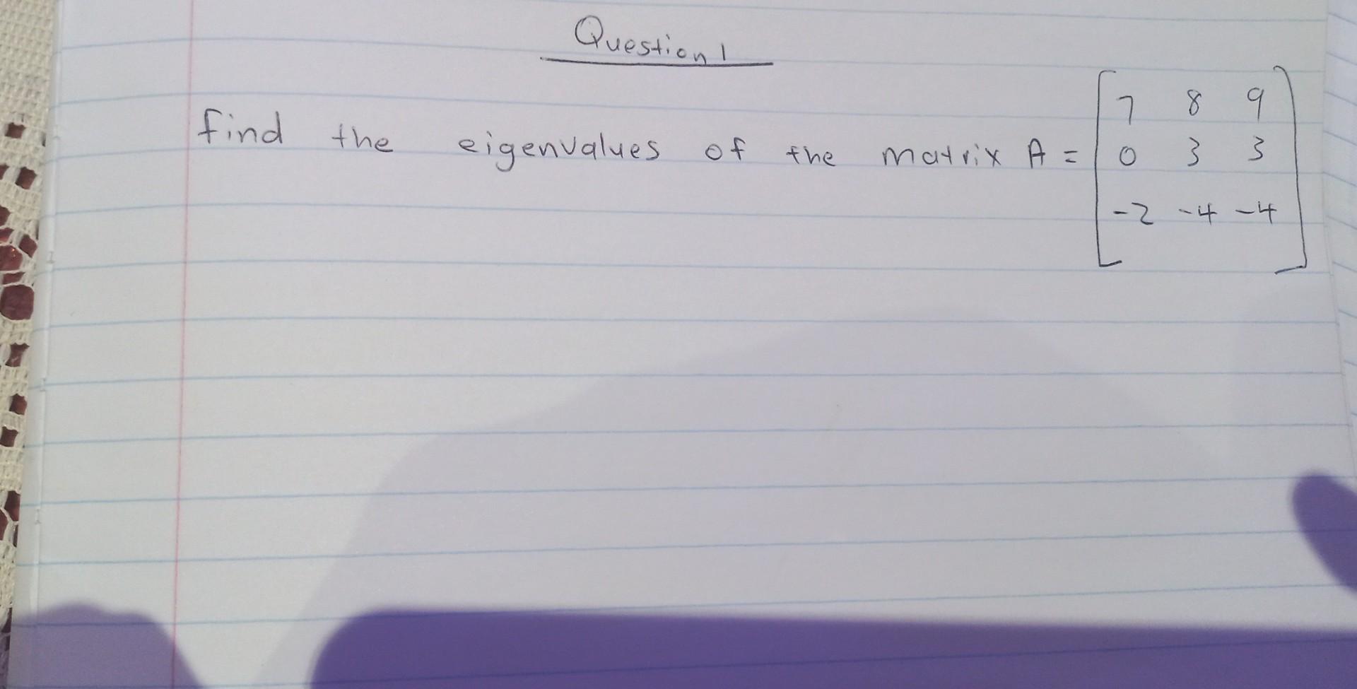 Solved Question 1 find the eigenvalues of the matrix | Chegg.com