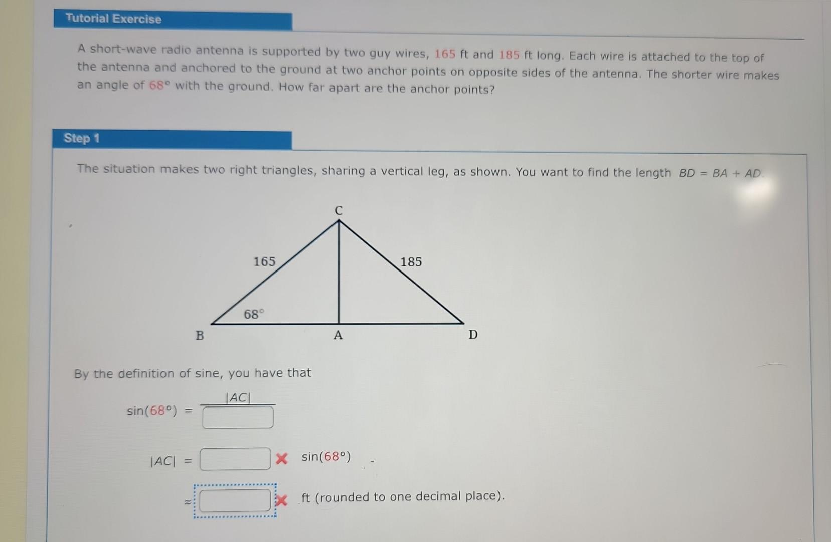 Solved A short-wave radio antenna is supported by two guy | Chegg.com