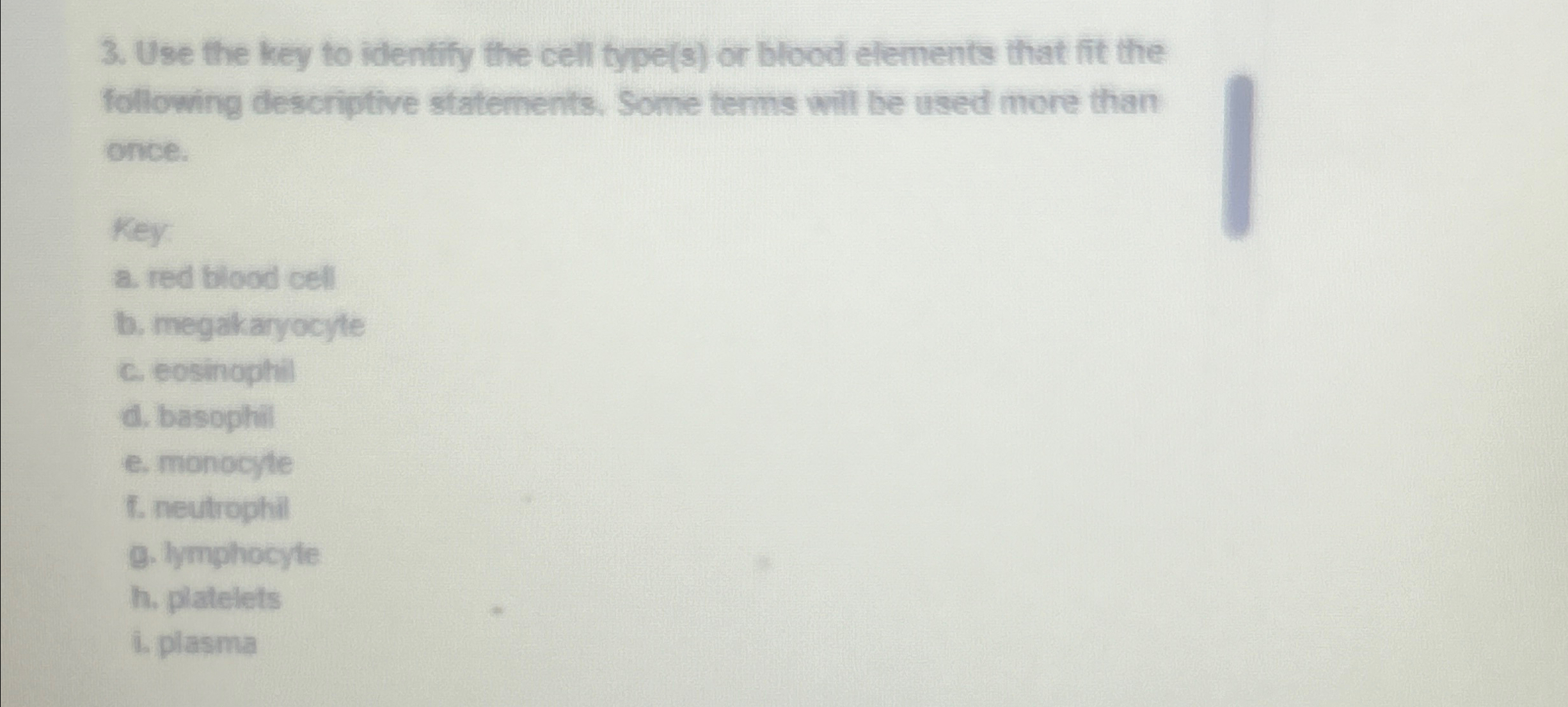 Solved Use the key to identify the cell type(s) ﻿or blood | Chegg.com