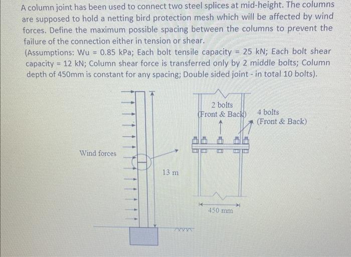 Solved A column joint has been used to connect two steel | Chegg.com