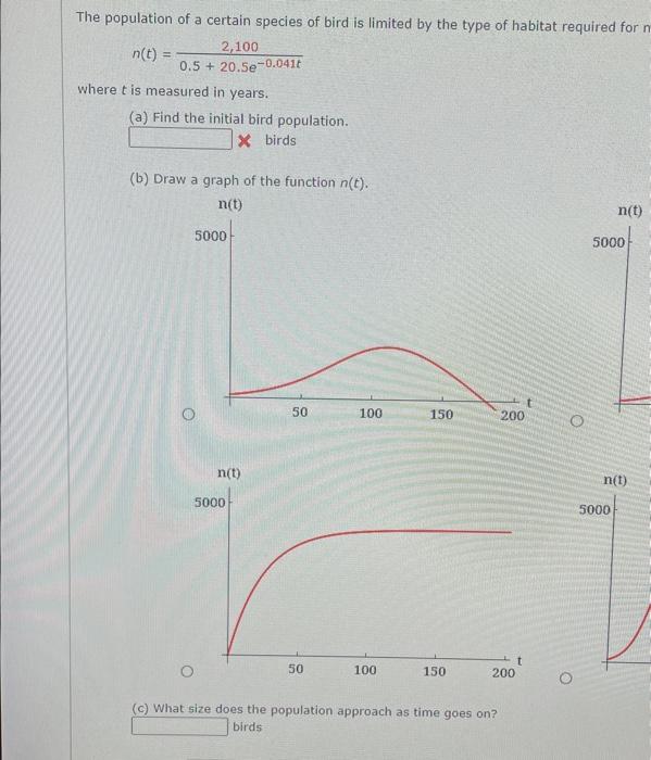 Solved The population of a certain species of bird is | Chegg.com