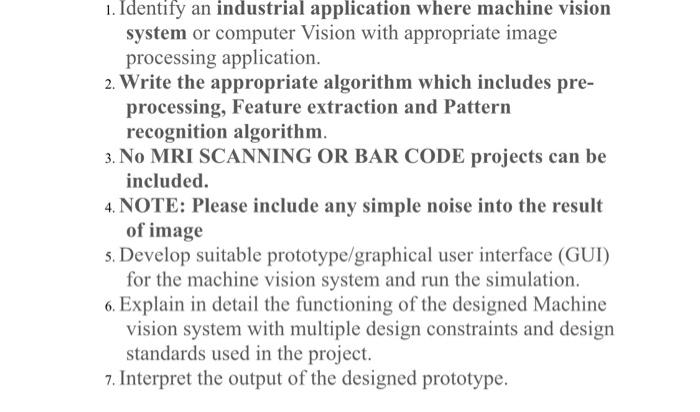 Solved 1. Identify an industrial application where machine | Chegg.com