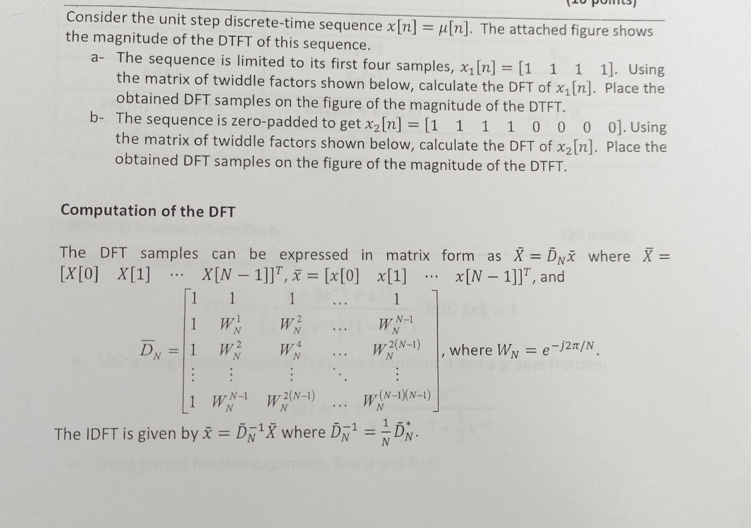 Solved - Consider the unit step discrete-time sequence x[n] | Chegg.com