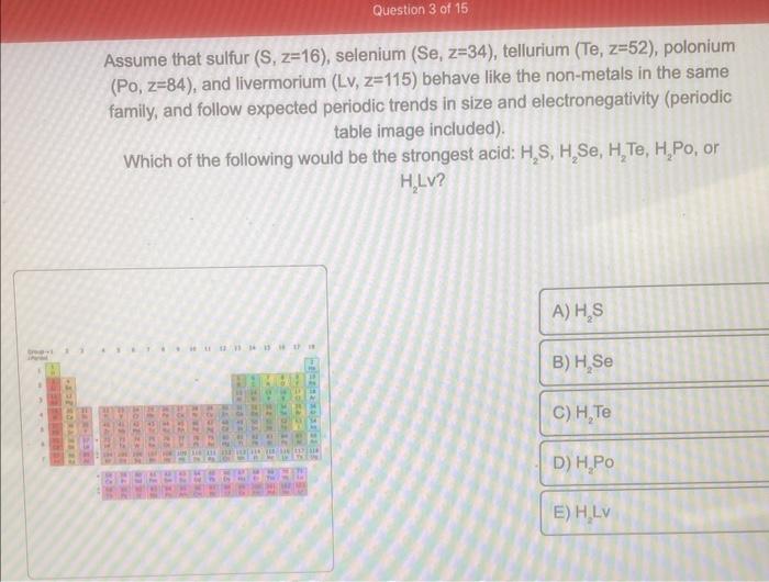 Solved Assume that sulfur (S,z=16), selenium (Se,z=34), | Chegg.com