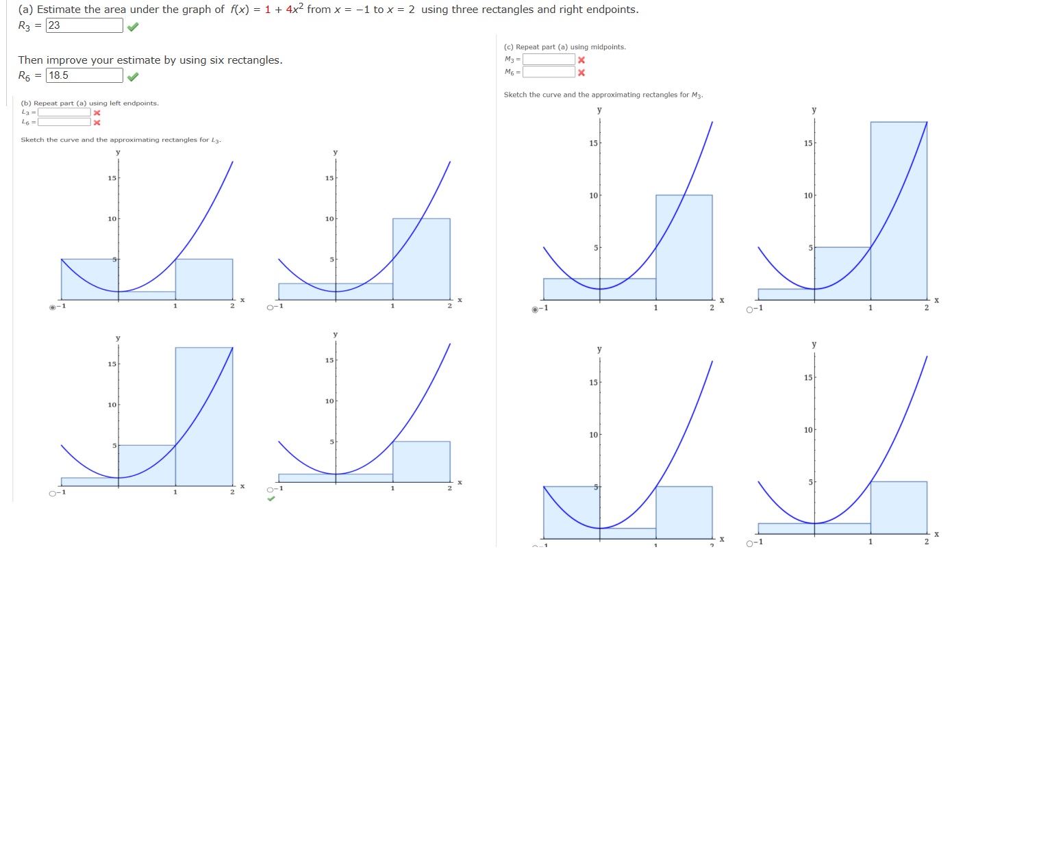 Solved (a) ﻿Estimate the area under the graph of f(x)=1+4x2 | Chegg.com