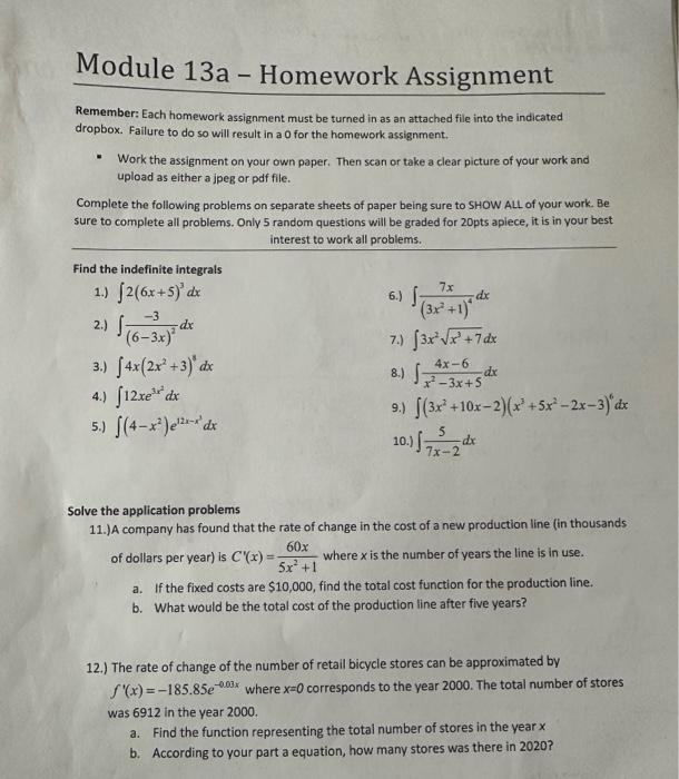 Module 13a - Homework Assignment Remember: Each | Chegg.com