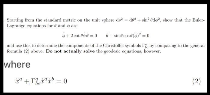 Solved Starting from the standard metric on the unit sphere | Chegg.com