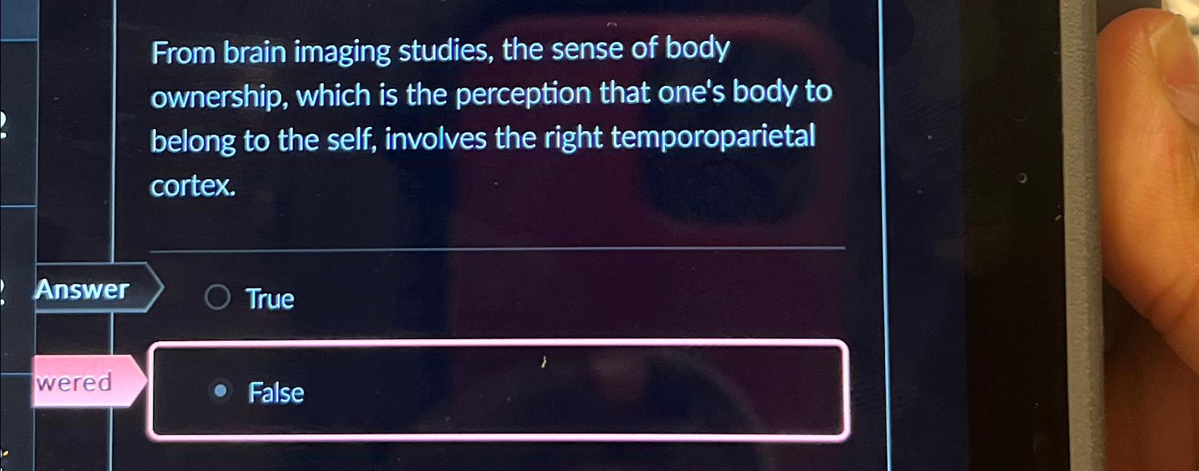 Solved From brain imaging studies, the sense of body | Chegg.com