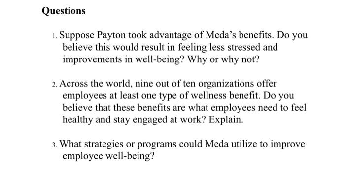 Solved Case Discussion: Wellness Programs Payton has just | Chegg.com
