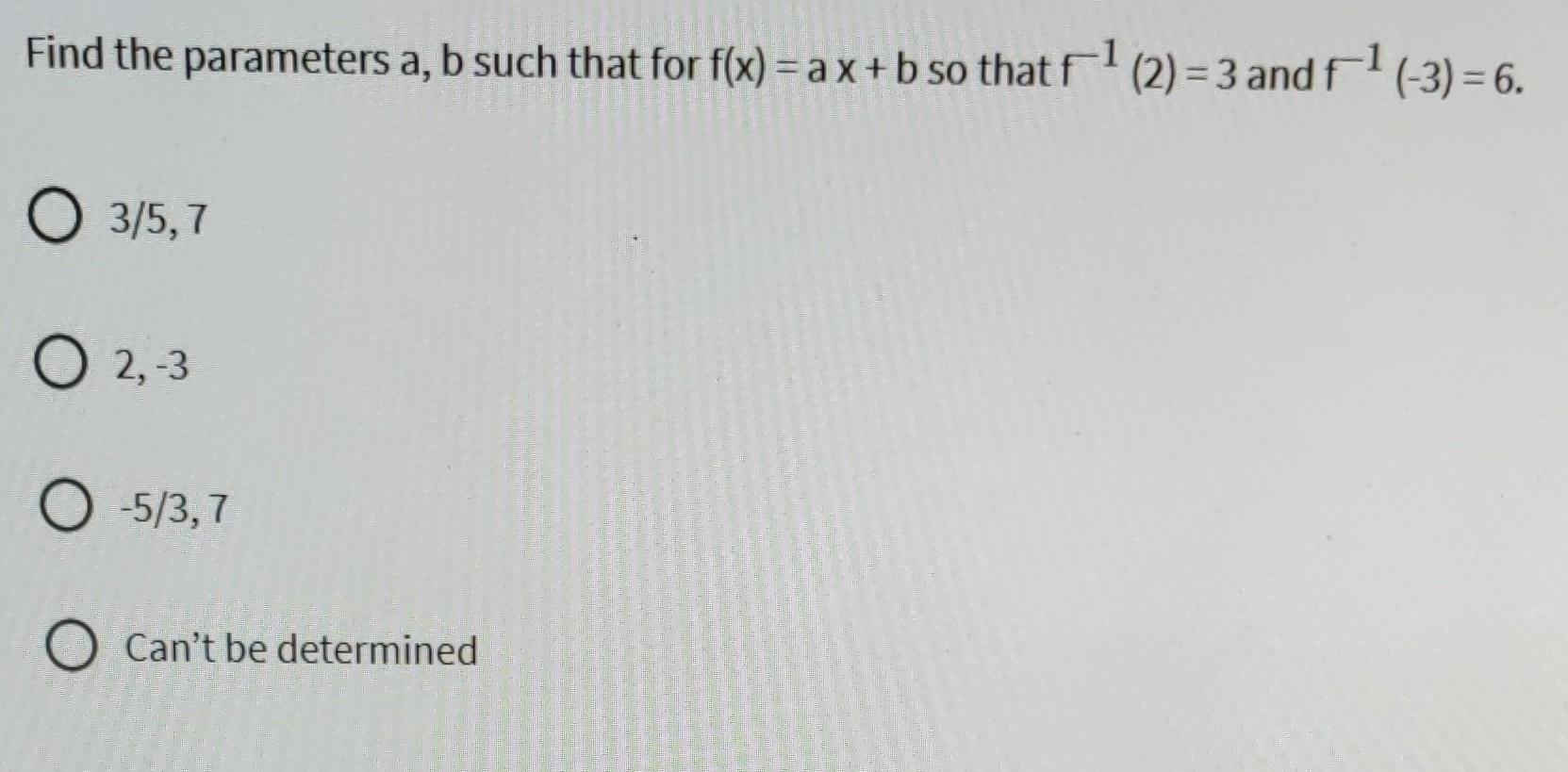 Solved Find the parameters a, b such that for f(x)=ax+b so | Chegg.com