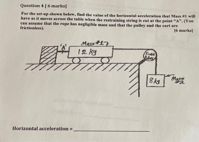 Solved Question 4 [ 6 marks] For the set-up shown below, | Chegg.com
