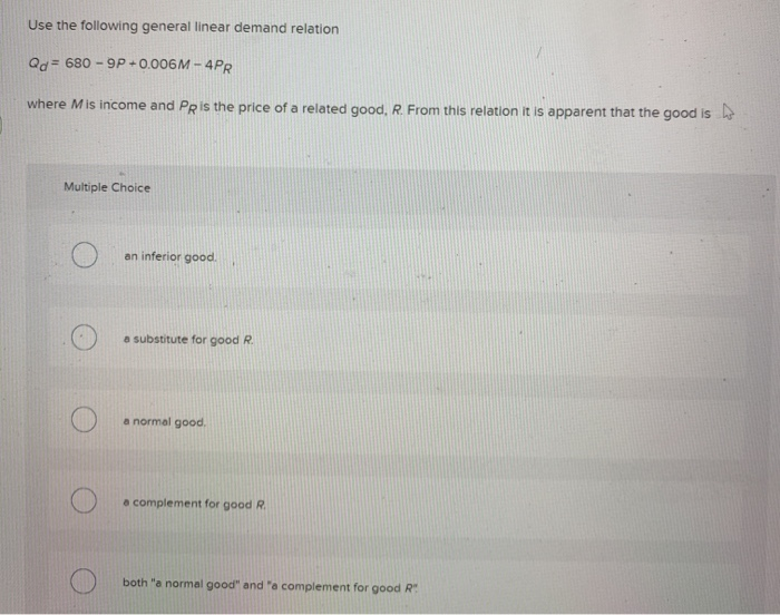 Solved Use the following general linear demand relation Qd = | Chegg.com