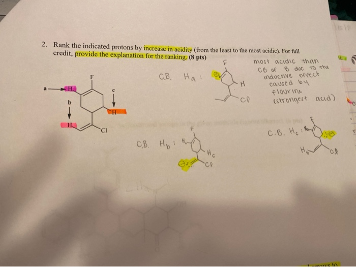 Solved 2. Rank the indicated protons by increase in acidity | Chegg.com