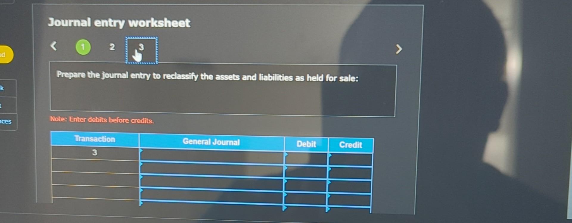 Solved Journal entry worksheet 3 Prepare the journal entry | Chegg.com