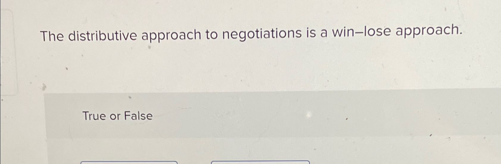 Solved The distributive approach to negotiations is a | Chegg.com