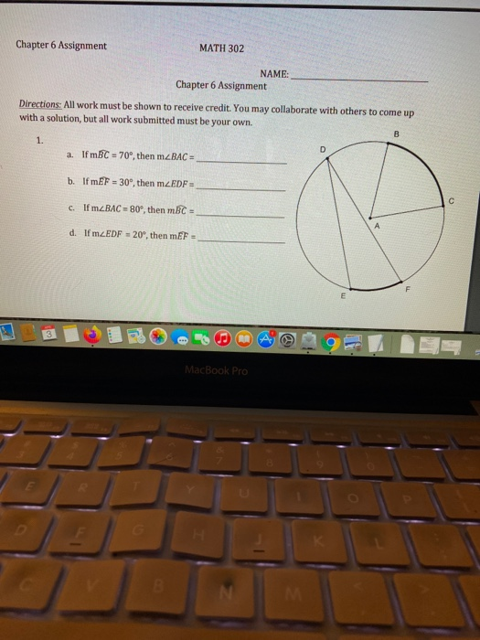 Solved Chapter 6 Assignment MATH 302 NAME: Chapter 6 | Chegg.com
