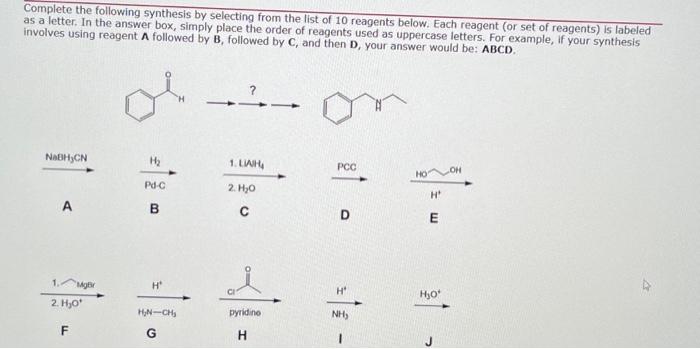 Solved Complete the following synthesis by selecting from | Chegg.com