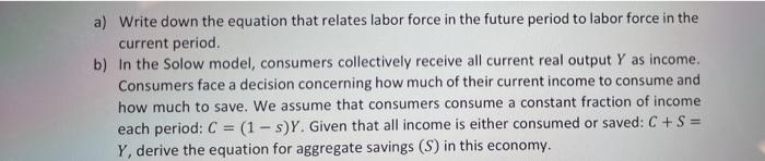 Solved a) Write down the equation that relates labor force | Chegg.com