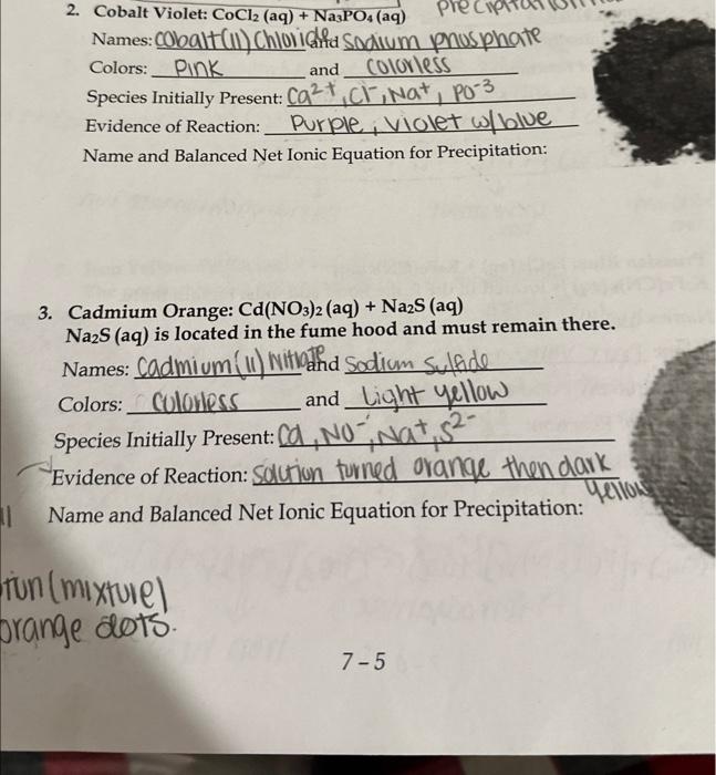 Solved 2. Cobalt Violet: CoCl2(aq)+Na3PO4(aq) Names: | Chegg.com