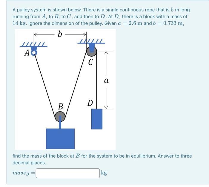 Solved A pulley system is shown below. There is a single | Chegg.com
