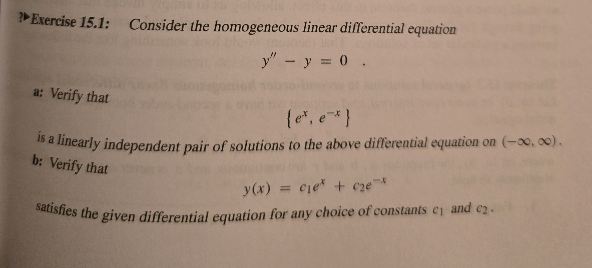 Solved Exercise 15.1: Consider the homogeneous linear | Chegg.com