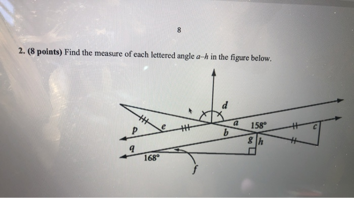 Solved find the measure if each lettered angle a/h in the | Chegg.com