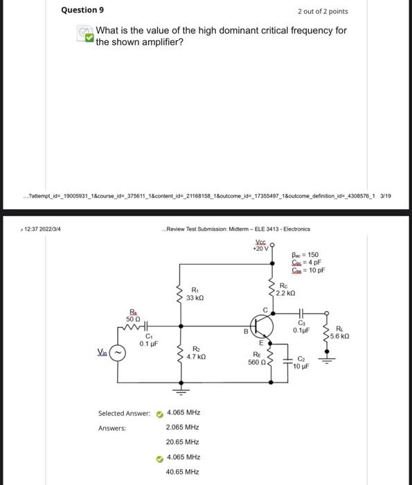Solved Question 9 2 out of 2 points What is the value of the | Chegg.com