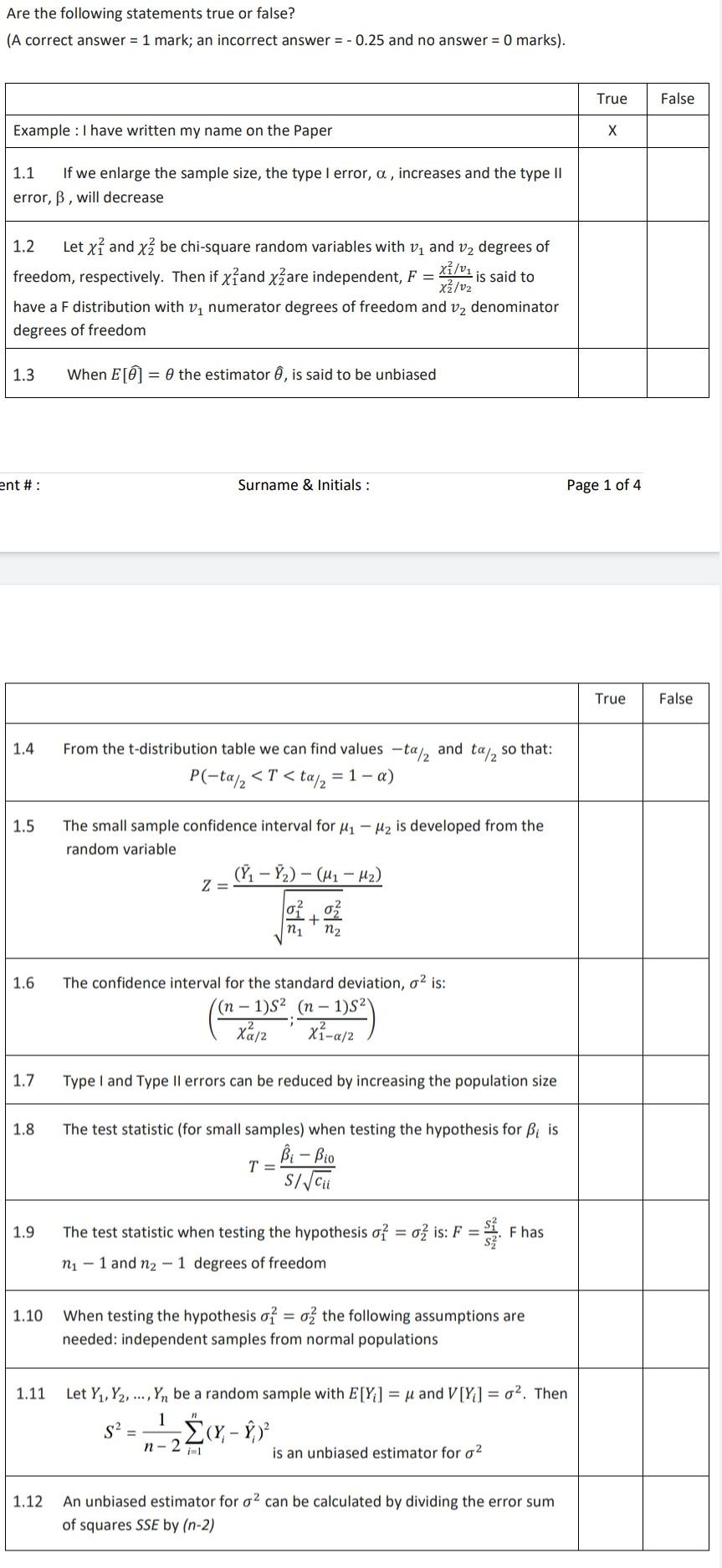 Solved Are the following statements true or false? (A | Chegg.com