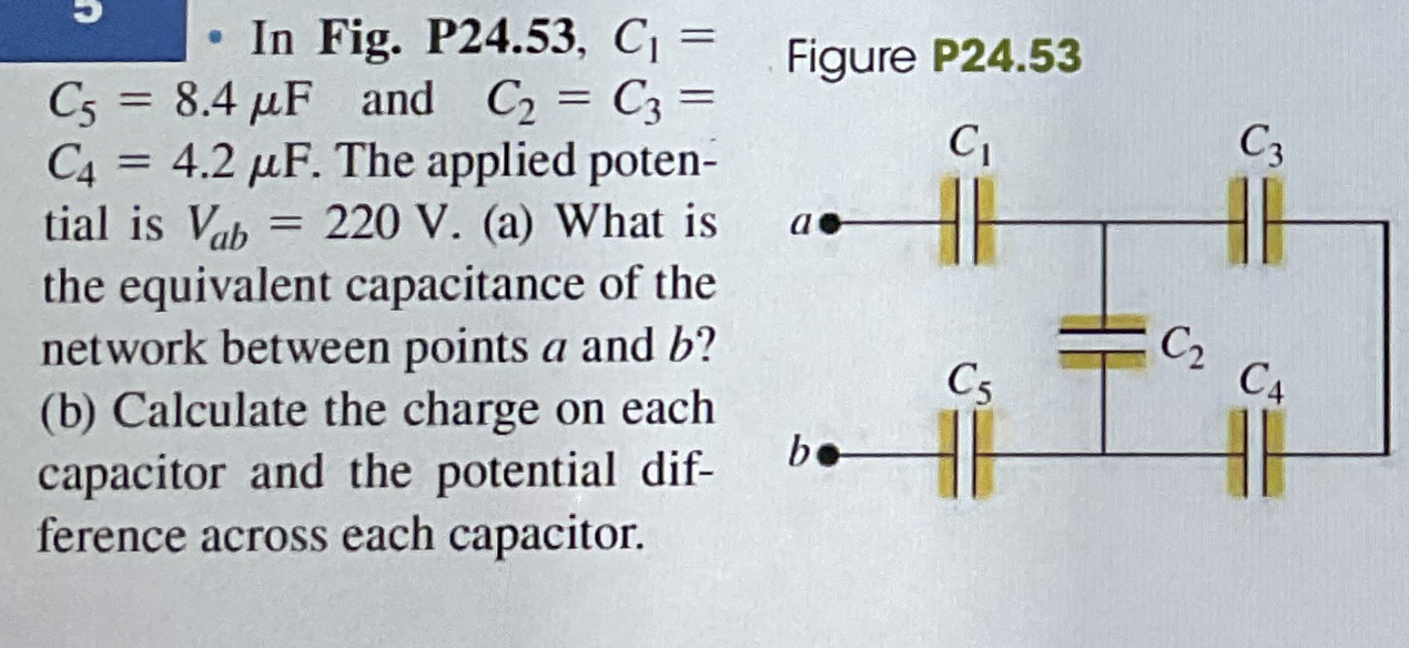 Solved In Fig. P24.53, C1= ﻿Figure P24.53 C5=8.4μF ﻿and | Chegg.com