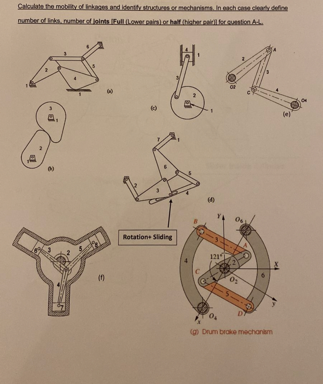 Solved Calculate the mobility of linkages and identify | Chegg.com