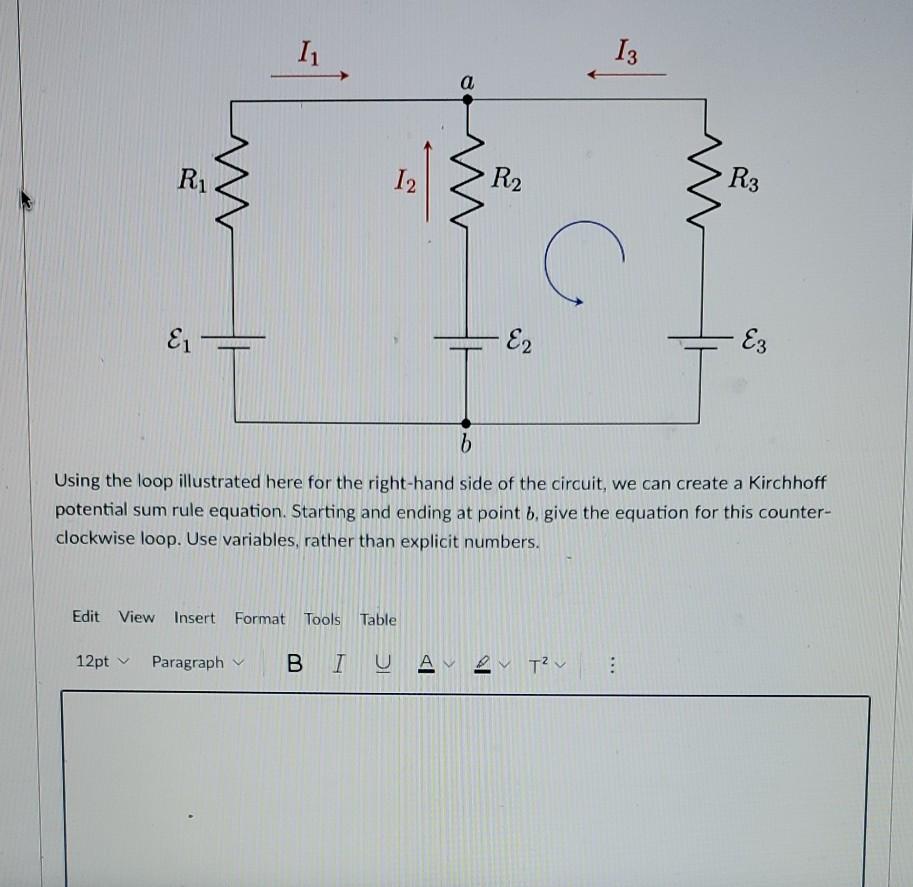 Solved 11 13 a M R1 12 R2 R3 ş a E1 E2 E3 b Using the loop | Chegg.com