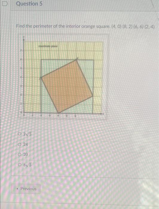 Solved D Question 5 Find the perimeter of the interior | Chegg.com