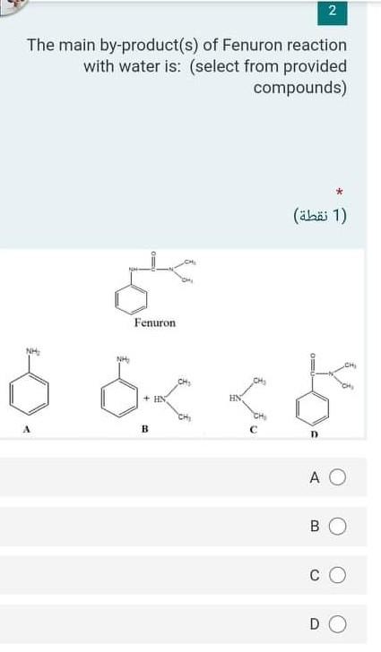 Solved 2 The main by-product(s) of Fenuron reaction with | Chegg.com