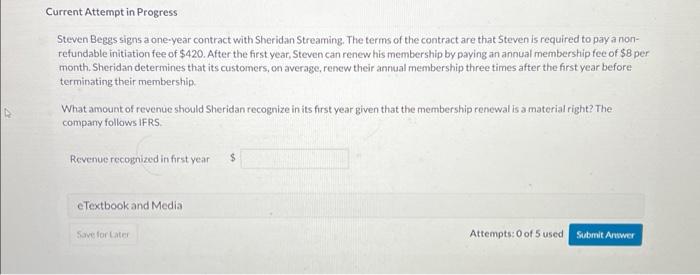Solved Steven Beggs signs a one-year contract with Sheridan | Chegg.com