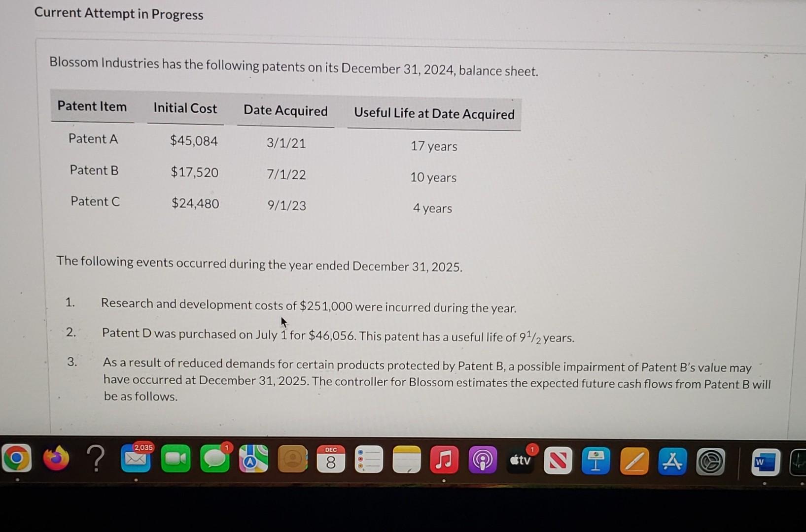Solved Current Attempt in Progress Blossom Industries has | Chegg.com