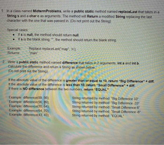 Solved 1 In A Class Named Midtermproblems Write A Public