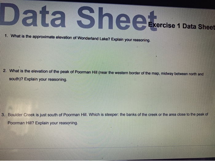 Solved Data Sheet Exercise 1 Data Sheet 1. What is the | Chegg.com