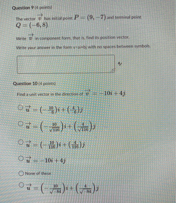 Solved Question 7 (4 points) Find the magnitude of v
