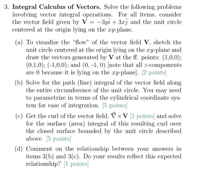 Solved 3. Integral Calculus of Vectors. Solve the following | Chegg.com