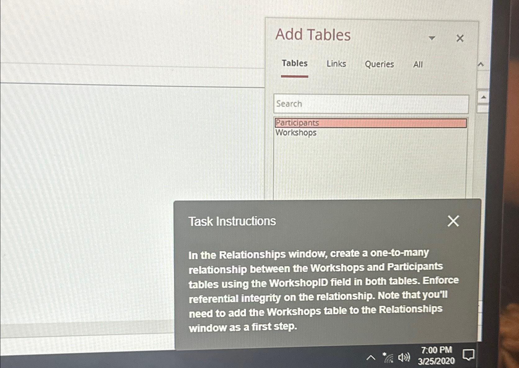 Solved Add TablesTables Links Queries | Chegg.com