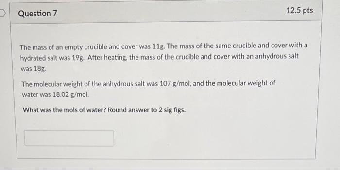 Solved The mass of an empty crucible and cover was 14 g. The | Chegg.com