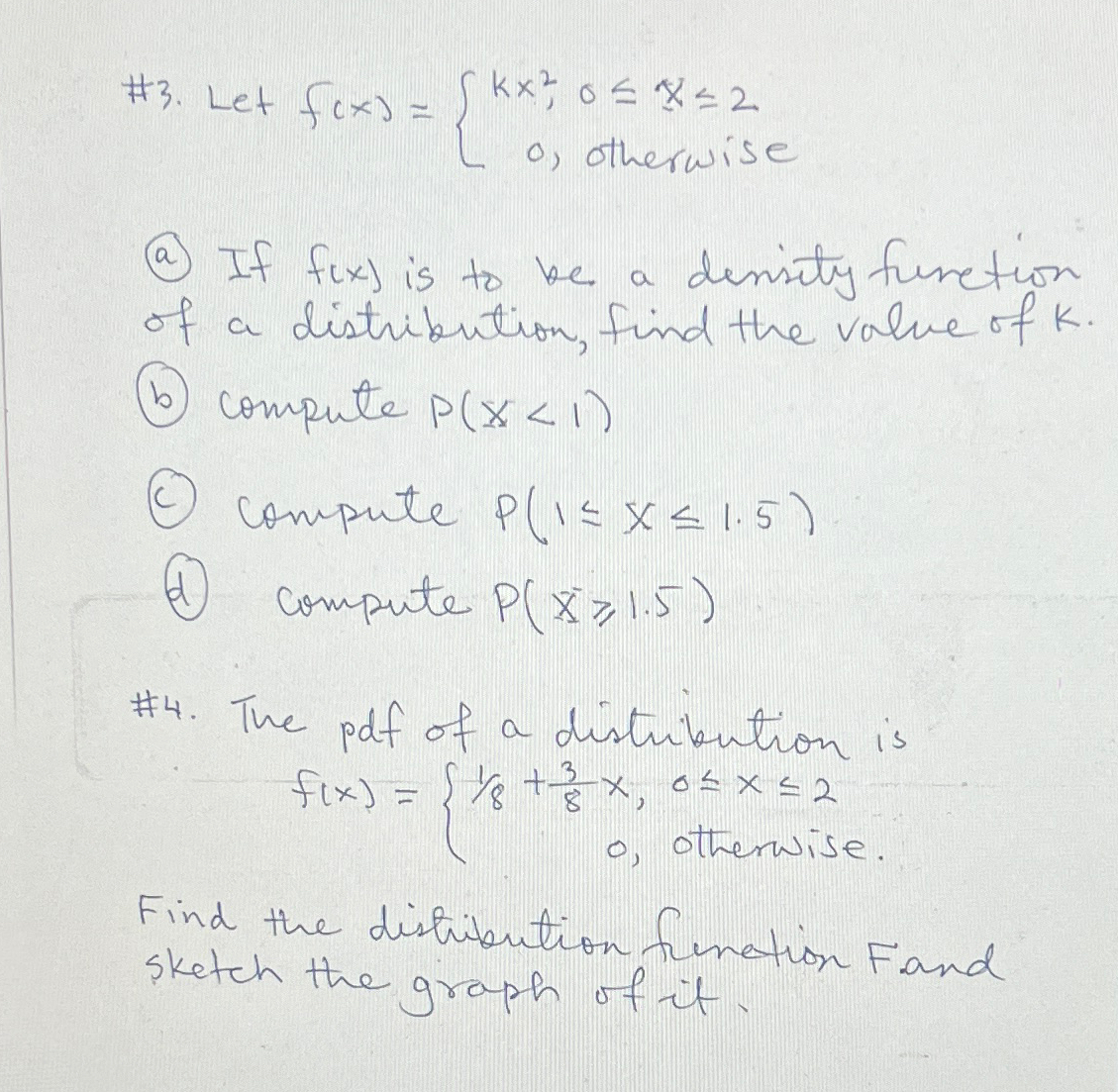 Solved #3. ﻿Let f(x)={kx2,0≤x≤20, otherwise (a) ﻿If f(x) ﻿is | Chegg.com