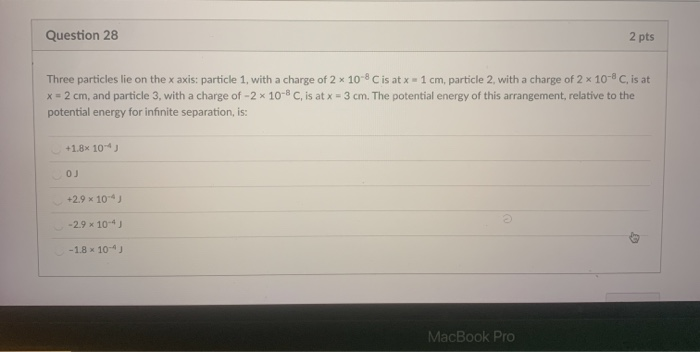 Solved Question 28 2 pts Three particles lie on the x axis: | Chegg.com