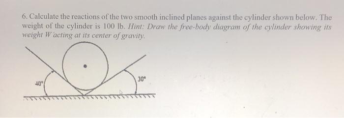 Solved 6. Calculate the reactions of the two smooth inclined | Chegg.com