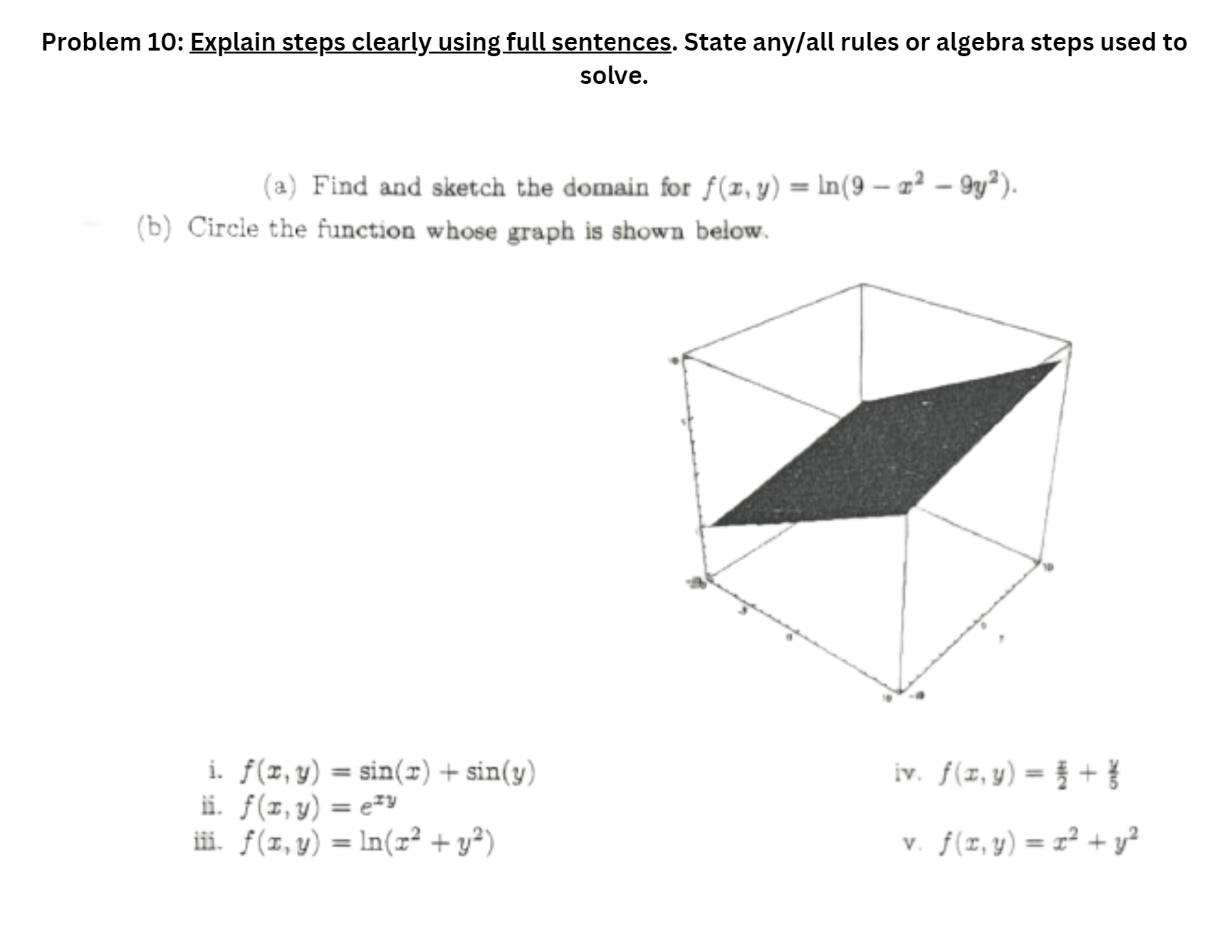 Problem 10: Explain steps clearly using full | Chegg.com