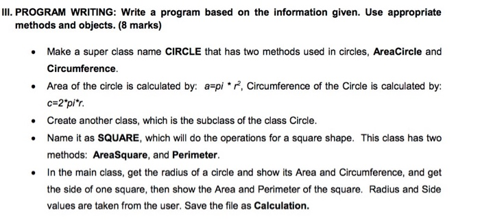 Solved II. PROGRAM WRITING: Write a program based on the | Chegg.com