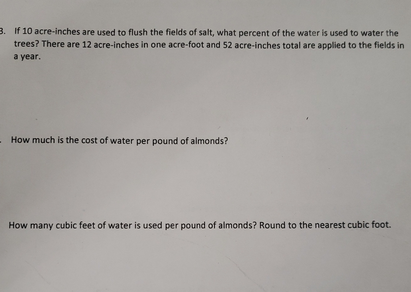 Solved If 10 ﻿acre-inches are used to flush the fields of | Chegg.com