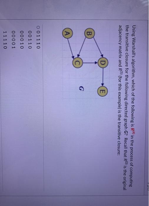 Solved Using Warshall's algorithm, which of the following is | Chegg.com