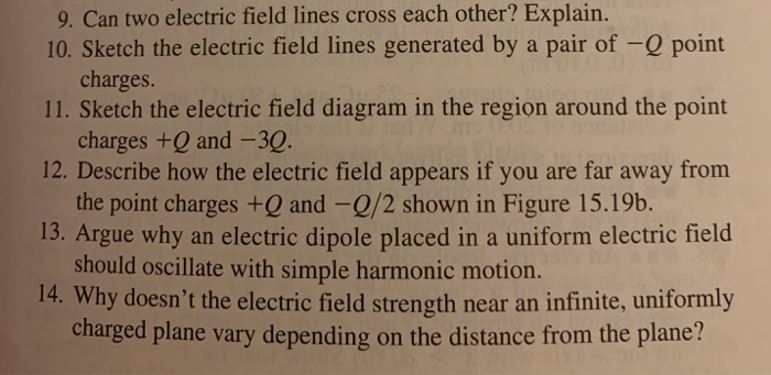 Solved 9. Can two electric field lines cross each other? | Chegg.com
